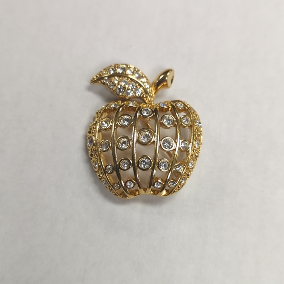 Swarovski | Jewelry | Swarovski Crystal Studded Apple Brooch | Poshmark